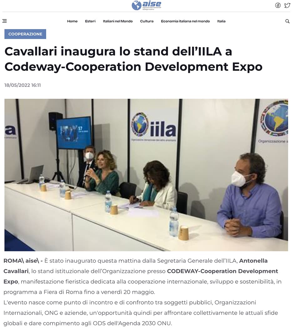 Cavallari inaugura lo stand dell'IILA a Codeway-Cooperation Development Expo - CodewayExpo