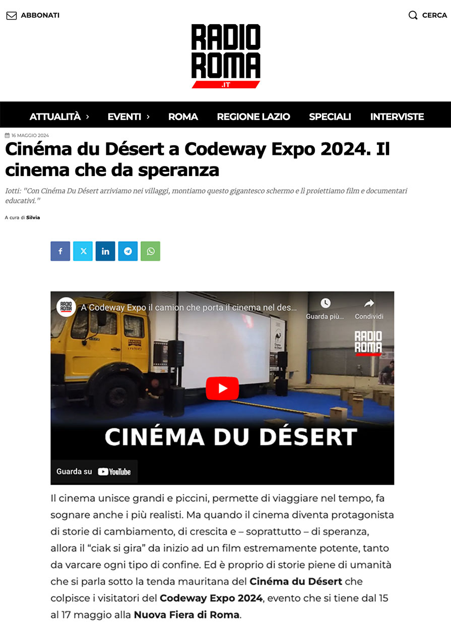 Radio Roma - Cinéma du Désert a Codeway Expo 2024. Il cinema che da speranza - CodewayExpo